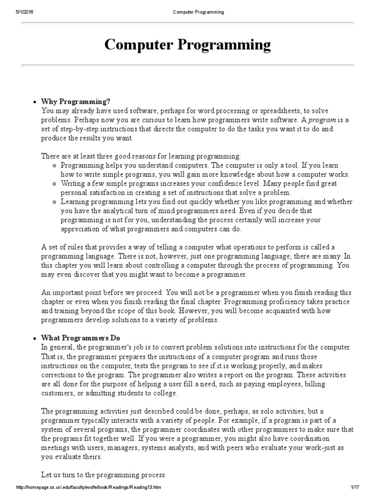 Computer Programming | Download Free PDF | Programmer | Computer Program Computer Programming | Download Free PDF | Programmer | Computer Program