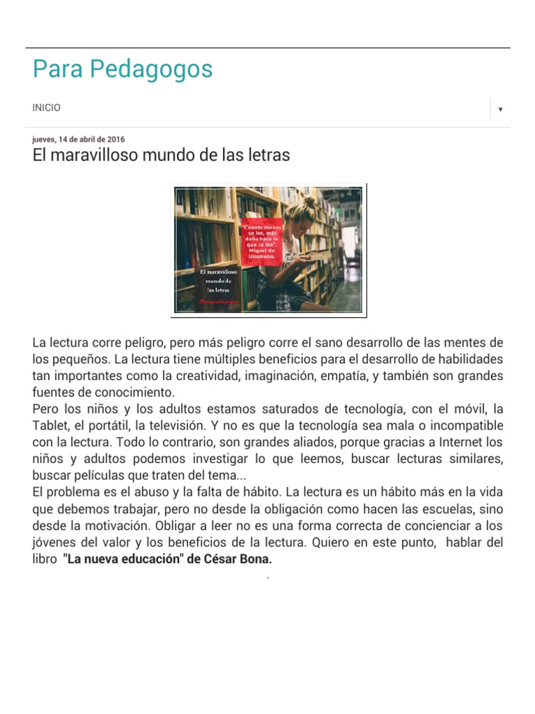 El Maravilloso Mundo de Las Letras PDF | PDF | Lectura (proceso) | Memoria