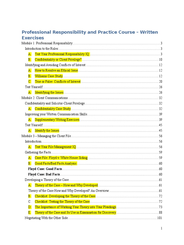 LSUC Prof Resp Course - Questions | PDF | Confidentiality | Mortgage Loan