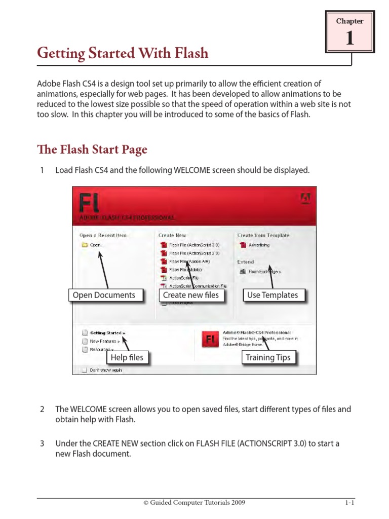 Getting Started With Flash: The Flash Start Page | PDF
