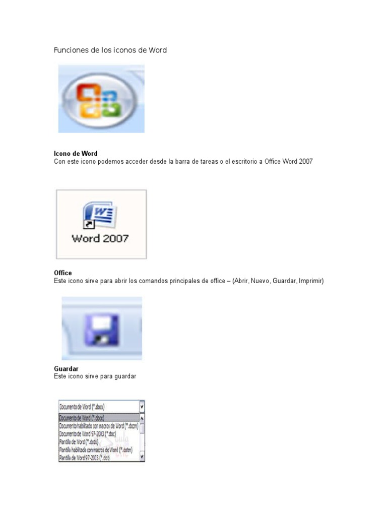 Funciones de Los Iconos de Word | PDF | Microsoft Word | Informática
