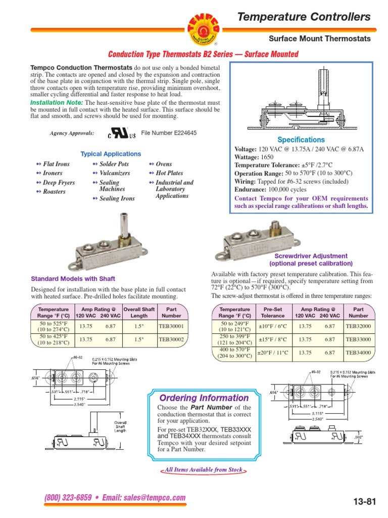 Temperature Controllers: Conduction Type Thermostats B2 Series ...