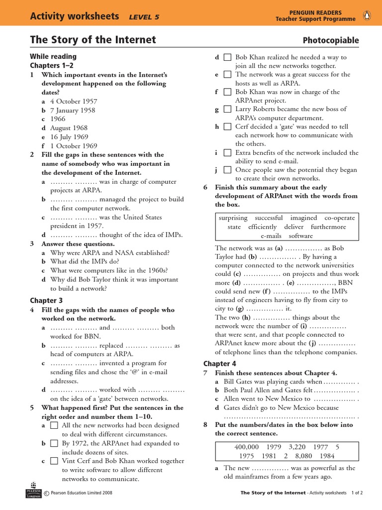Internet Development Activity Worksheets | PDF | Media Technology ...
