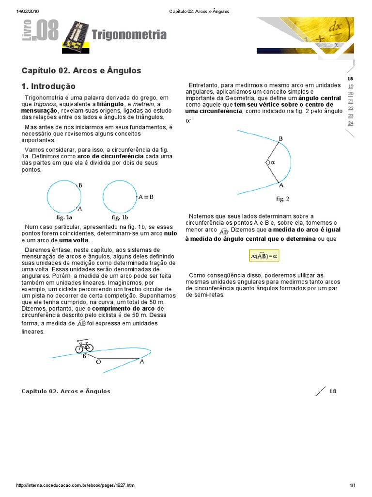 Trigonometria Coc Arcos e Angulos | PDF | Ângulo | Círculo
