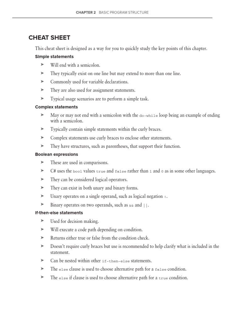 MCSD Certification Ch02 Cheat Sheet | PDF | Control Flow | Boolean Data Type