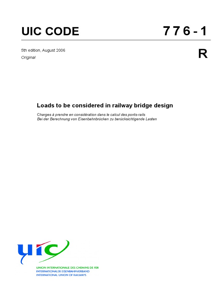 UIC 776-1: Railway Bridge Load Guidelines | PDF | Structural Load ...