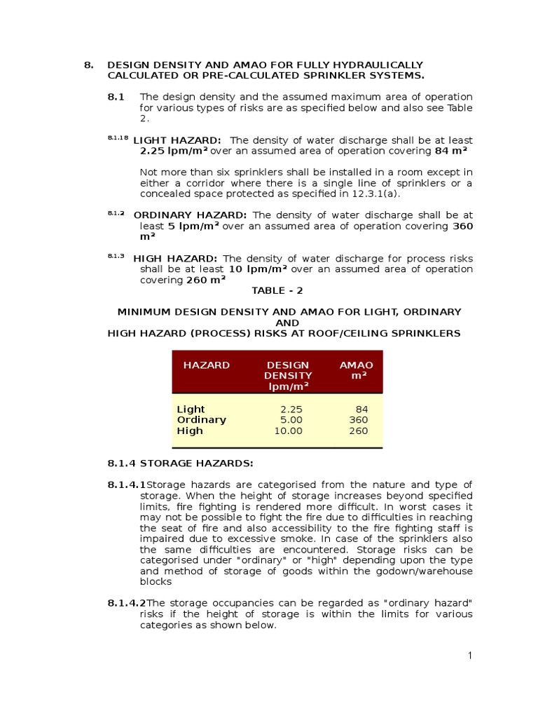 Sprinkler System Design Density Guide | PDF | Fire Sprinkler System ...