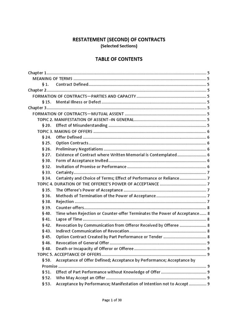 2nd Restatement of Contracts | Offer And Acceptance | Assignment (Law ...