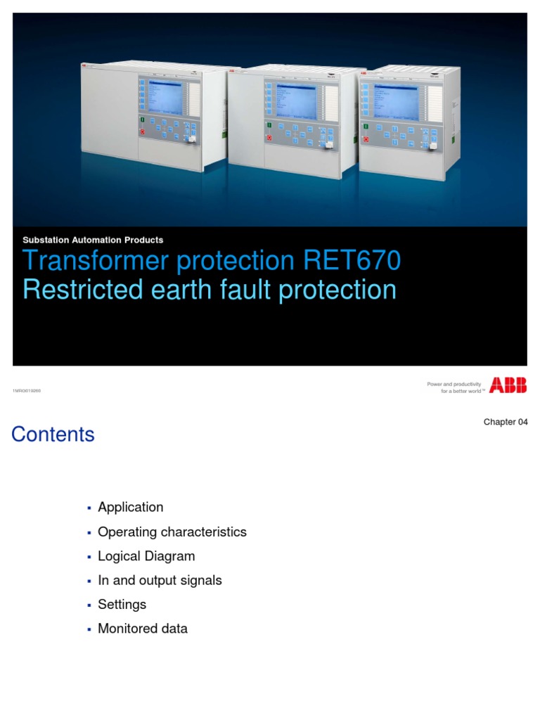 Transformer protection RET670: Restricted earth fault protection