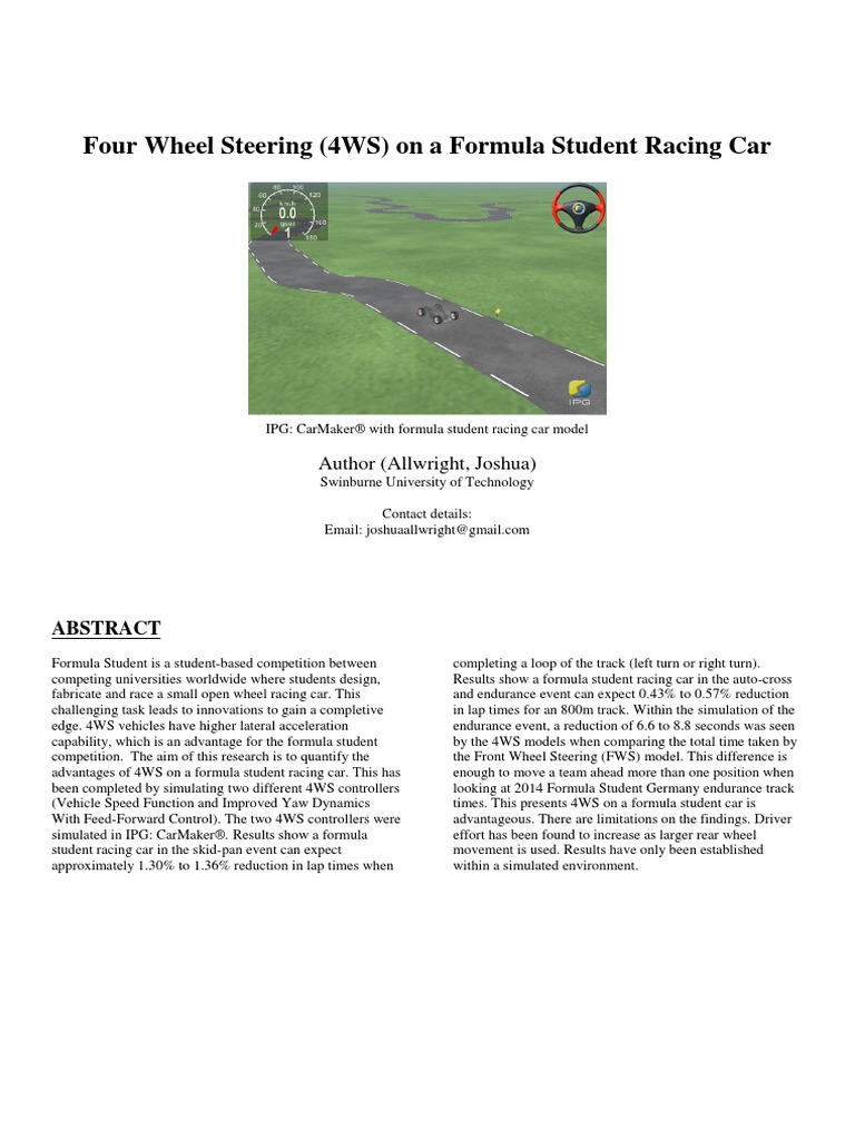4WS On Formula Student Racing Car | PDF | Control Theory | Steering