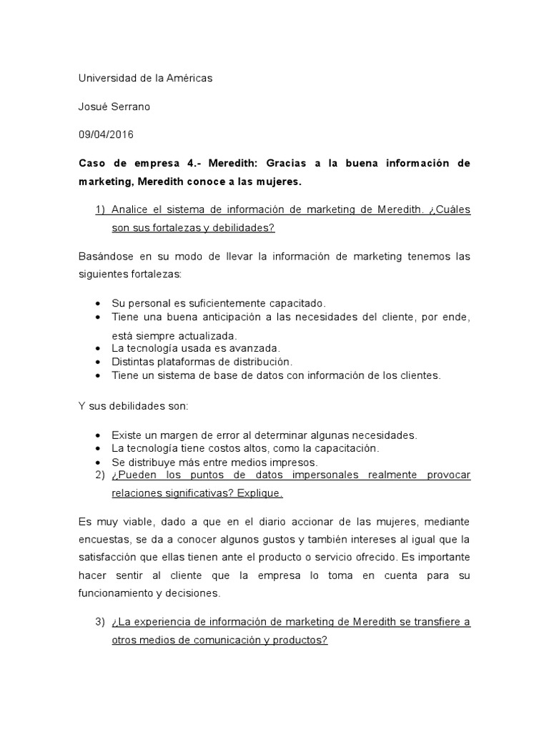 Caso 4. - Meredith | PDF | Negocios