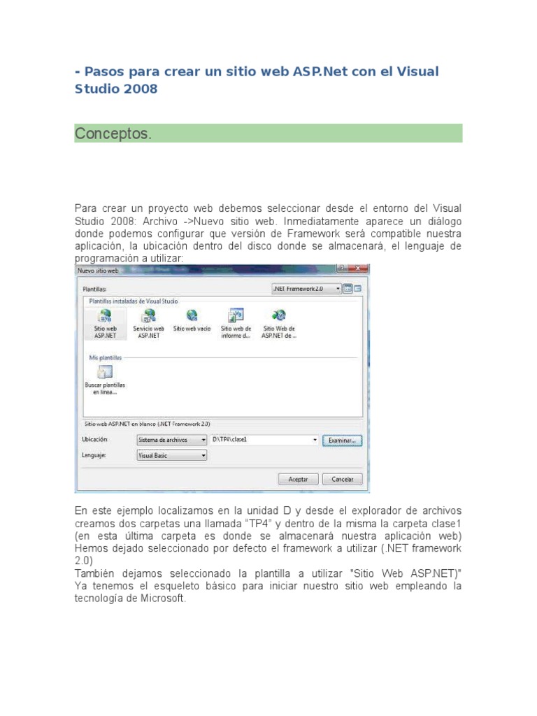 Pasos para Crear Un Sitio Web ASP | PDF | SQL | Servidor SQL de Microsoft