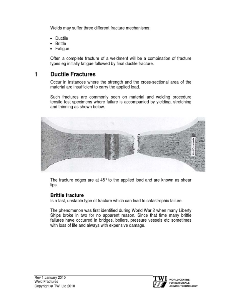 1 Ductile Fractures: Brittle Fracture | PDF | Fracture | Fatigue (Material)