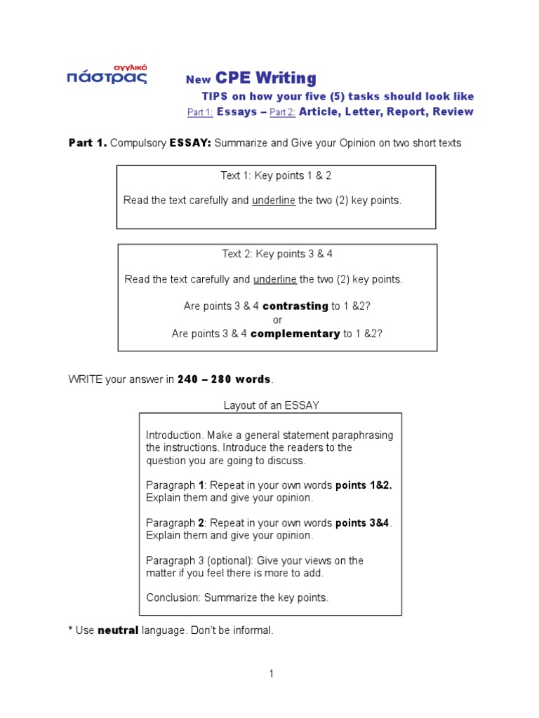 New Cpe Writing Tips | Essays