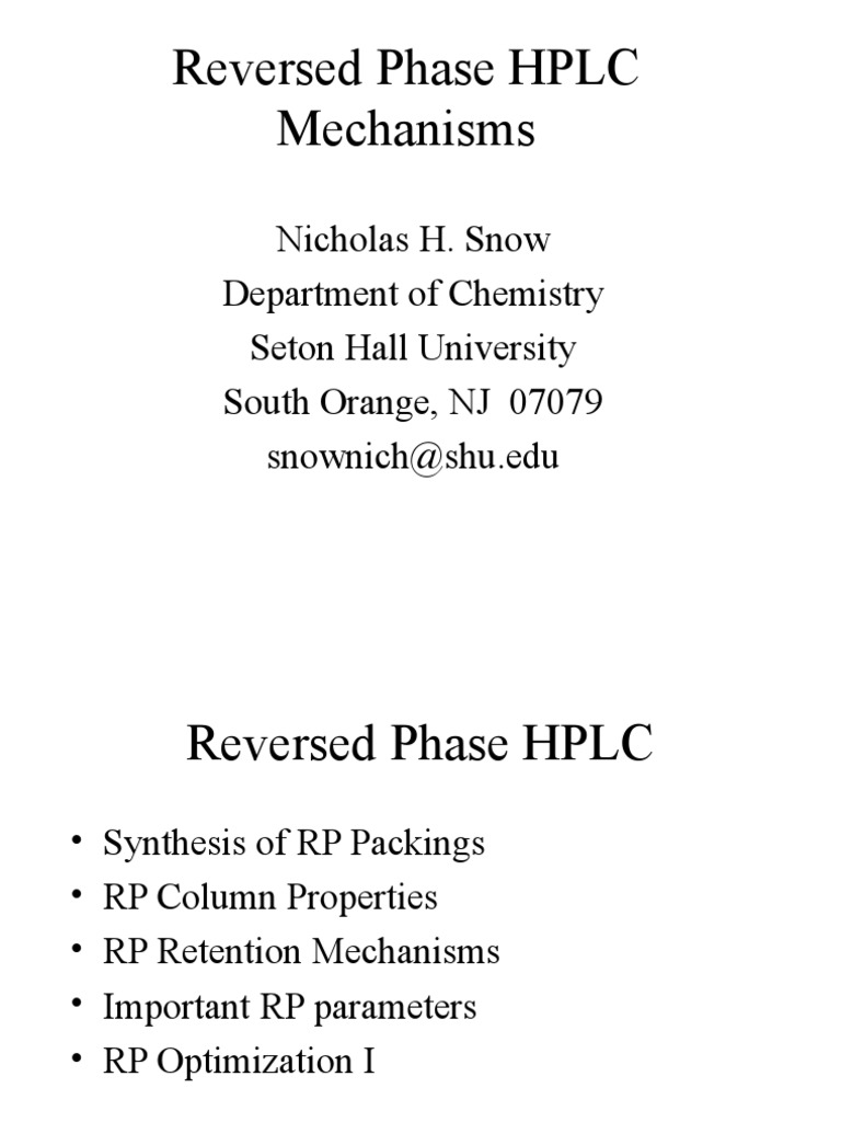 Reversed Phase HPLC Principles and Mechanisms | PDF