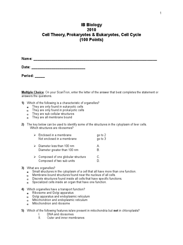 IB Biology Cells 2010 | PDF | Endoplasmic Reticulum | Cell (Biology)