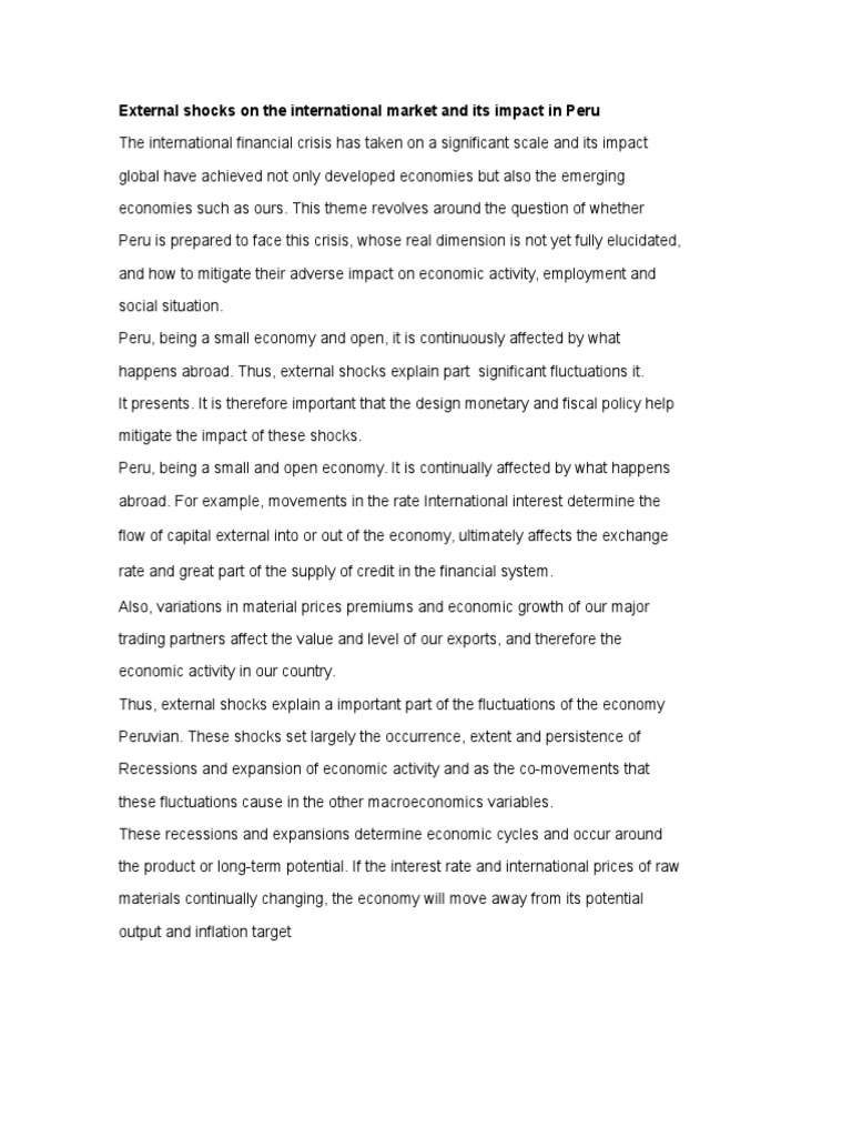 Impact of External Shocks on Peru's Economy | PDF
