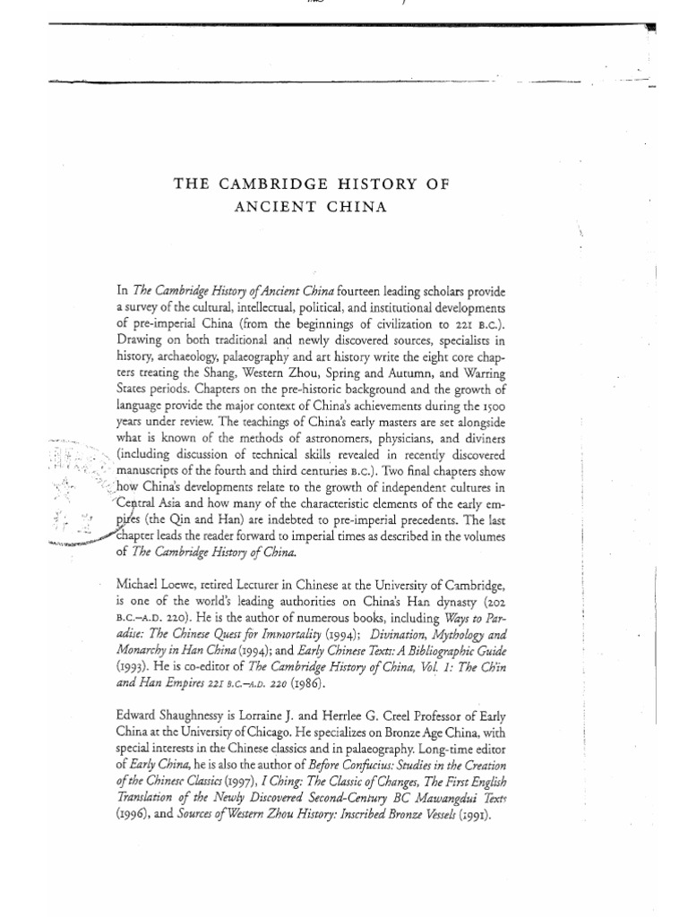Cambridge History of Ancient China | PDF