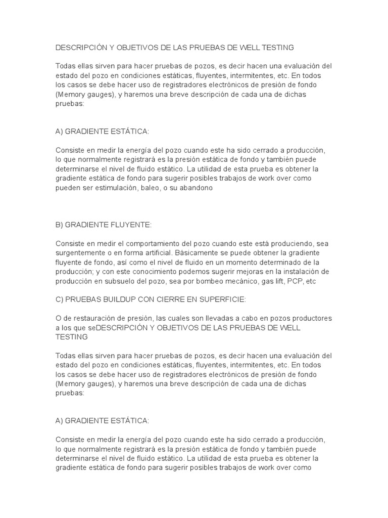 Well testing objectives | PDF | Presión | Gases