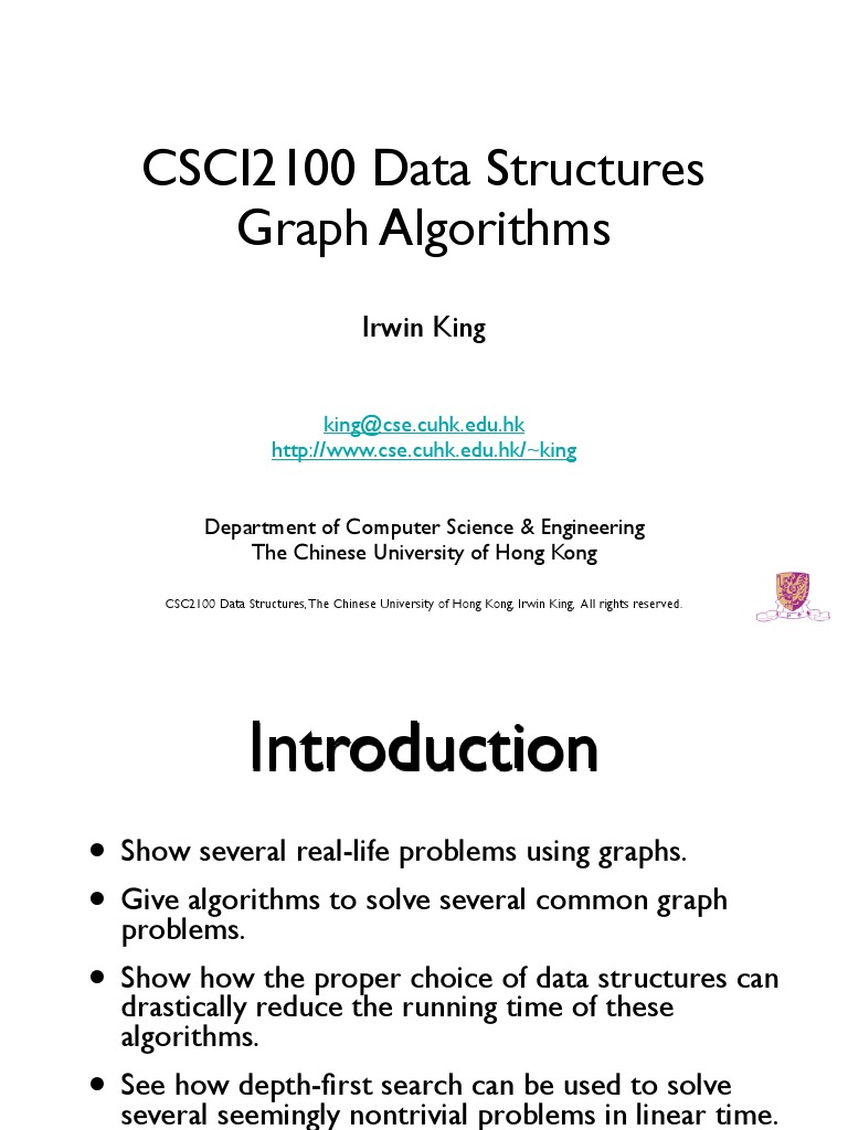 CSCI2100 08 Graphs | PDF | Visual Cortex | Vertex (Graph Theory)