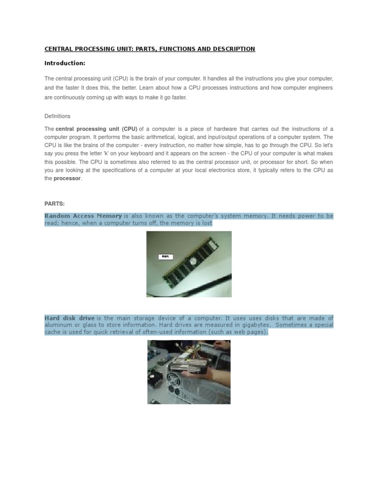 Central Processing Unit | PDF | Central Processing Unit | Computer Data ...