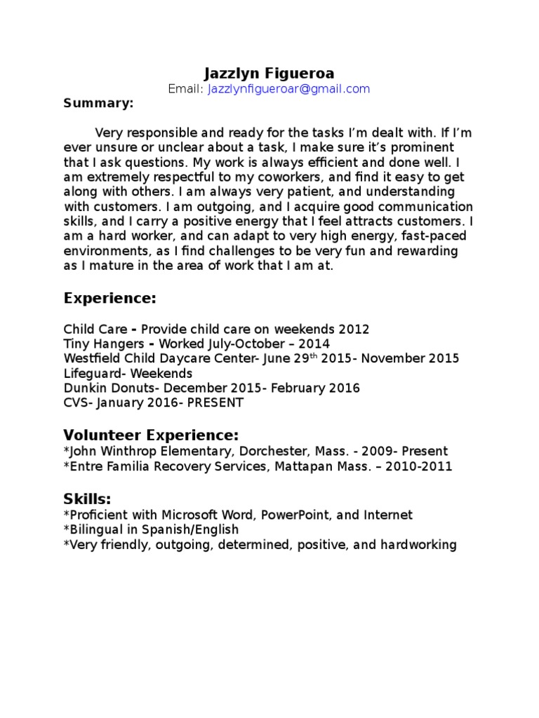 Jazzlyn Figueroas Updated Resume 2015 Docx Revised and Editor | PDF