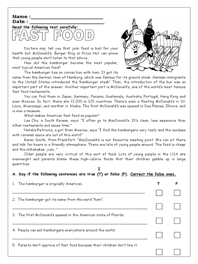 Fast Food Reading | PDF | Finance & Money Management