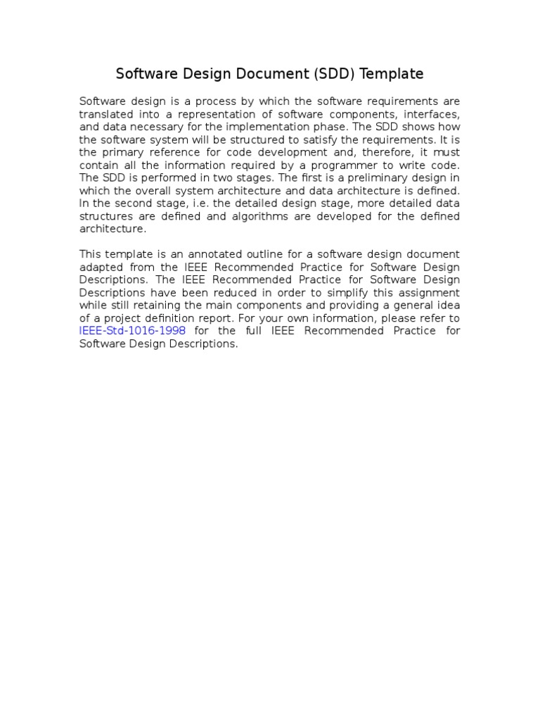 Design Documentation Template | Download Free PDF | Databases ...