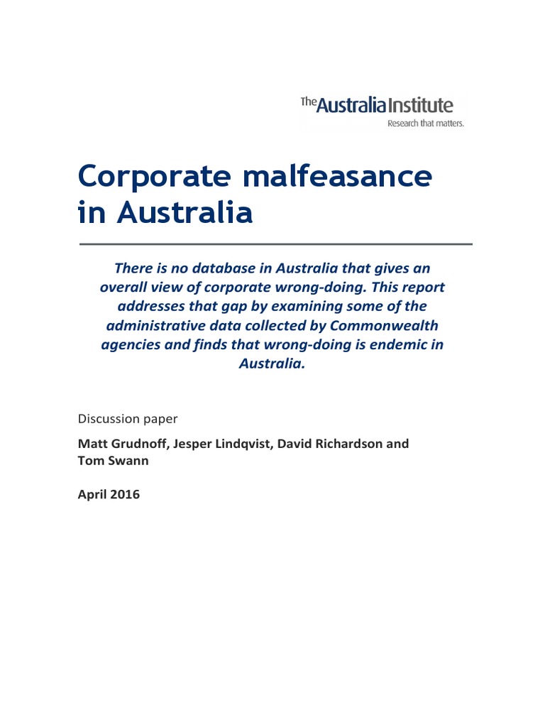 Corporate Malfeasance in Australia | PDF | Settlement (Litigation) | Taxes