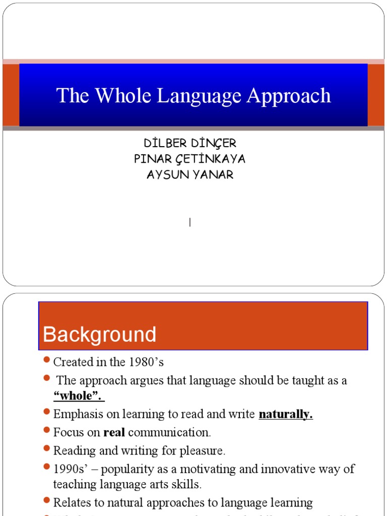 The Whole Language Approach | PDF | Learning Theory (Education) | Learning