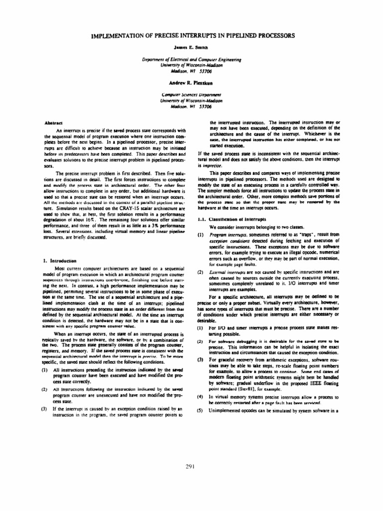 Precise Exceptions in Computer Architecture | PDF | Cpu Cache | Instruction Set
