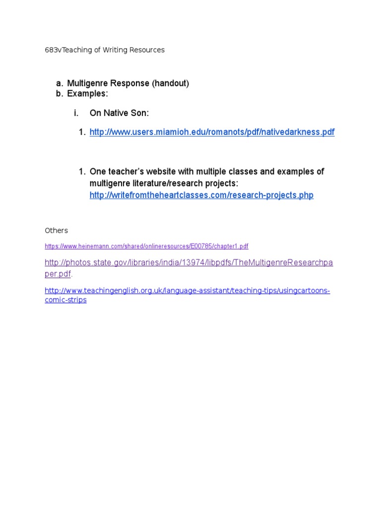 Multigenre Writing Teaching Resources | PDF | Career & Growth ...