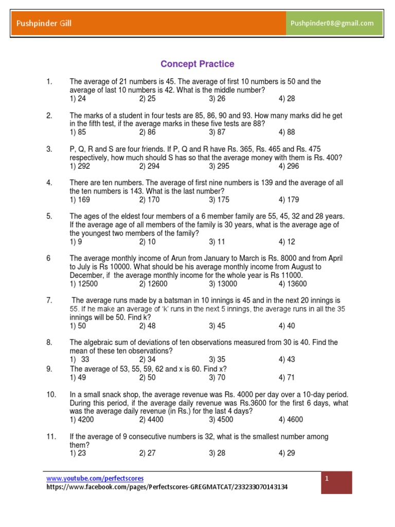 Average Practice | PDF | Alloy | Teaching Mathematics