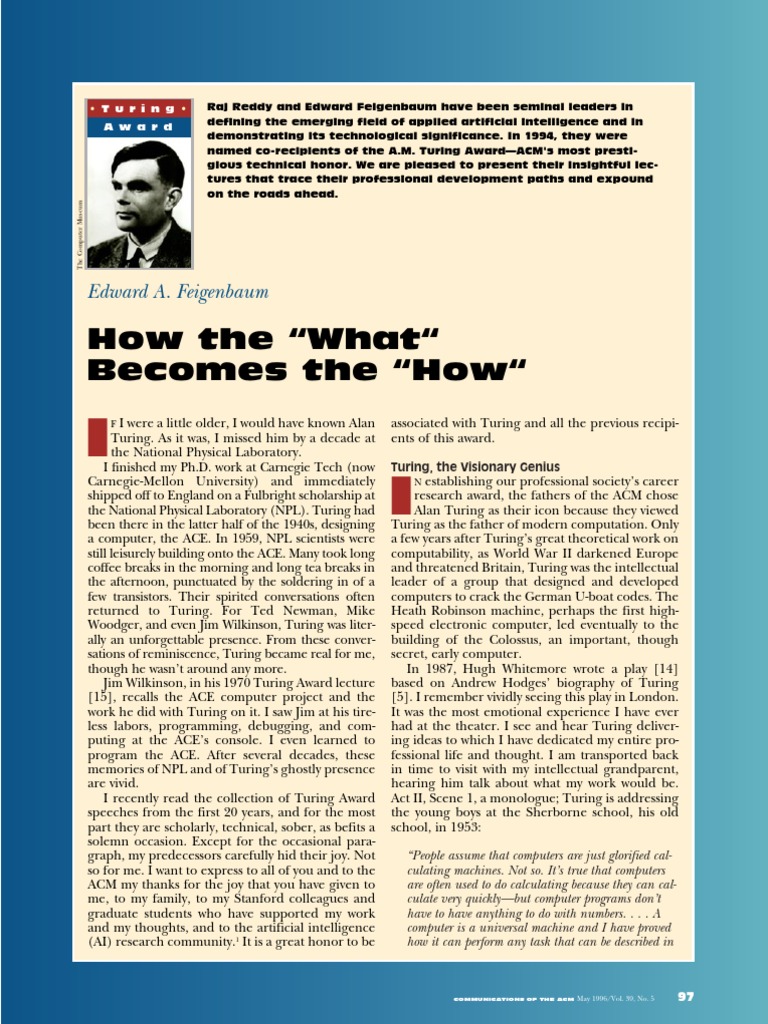 How The "What" Becomes The "How": Edward A. Feigenbaum | PDF ...