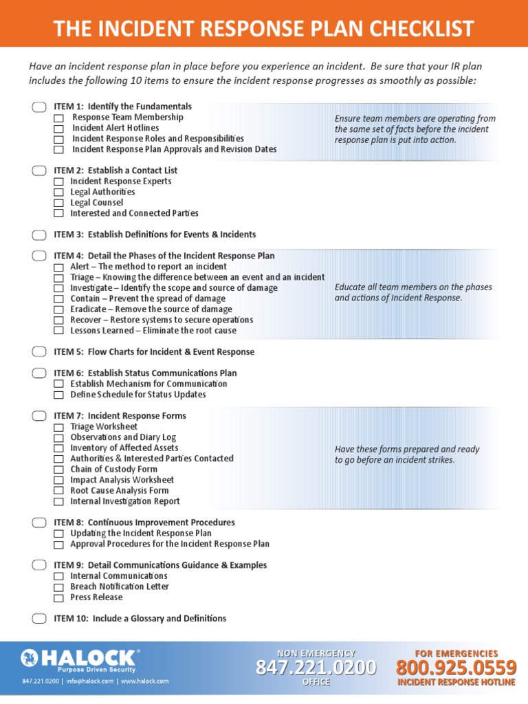 IR Plan Checklist | PDF