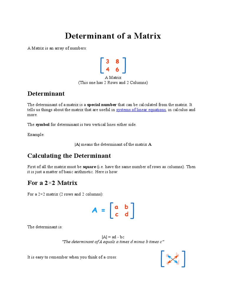 How to Calculate Matrix Determinants | PDF | Teaching Methods ...