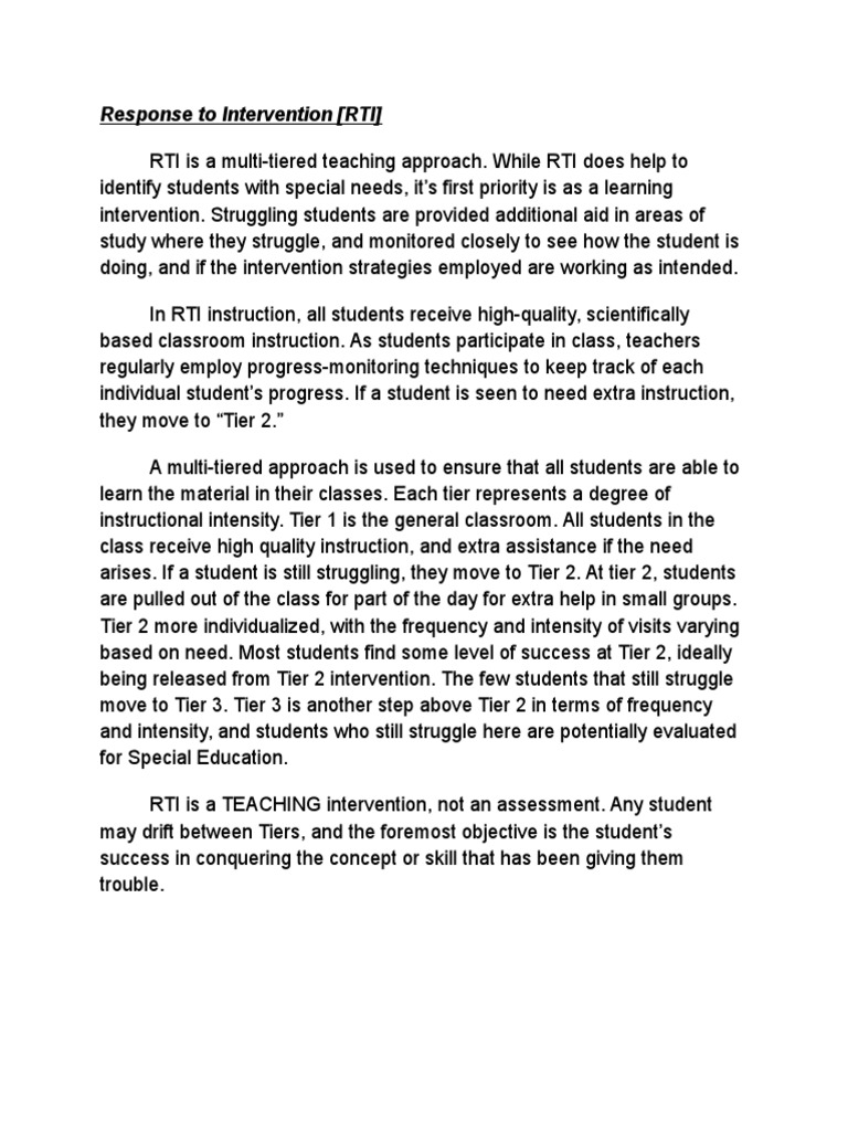 Understanding Response to Intervention (RTI) | PDF | Career & Growth