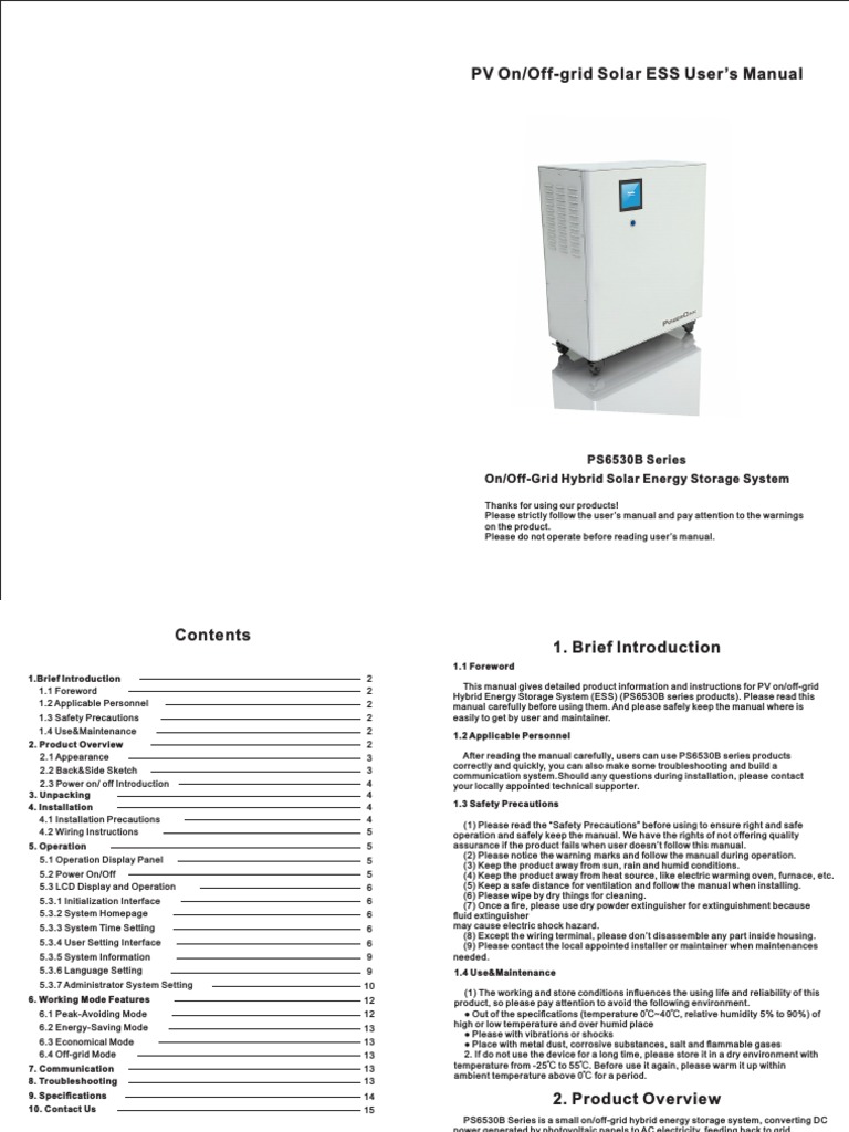 Ps6530b Ess Manual | PDF | Solar Panel | Photovoltaics