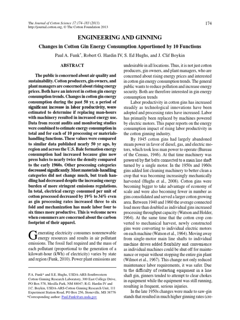 Engineering and Ginning | PDF | Cotton | World Energy Consumption