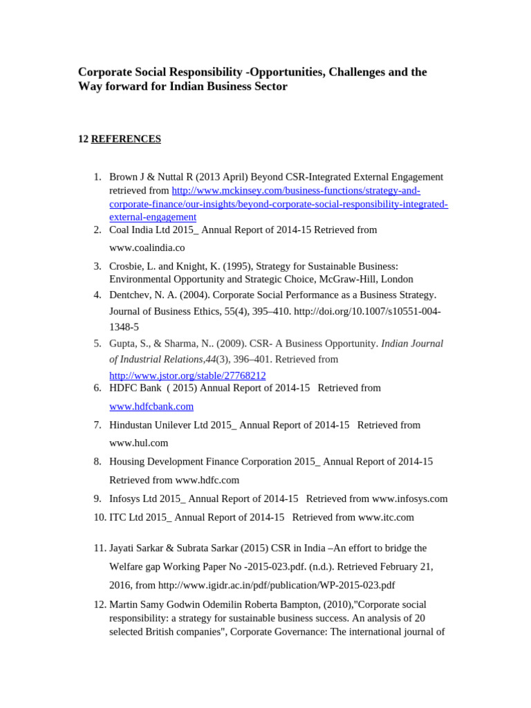 CSR in India The Way Forward | PDF | Corporate Social Responsibility ...