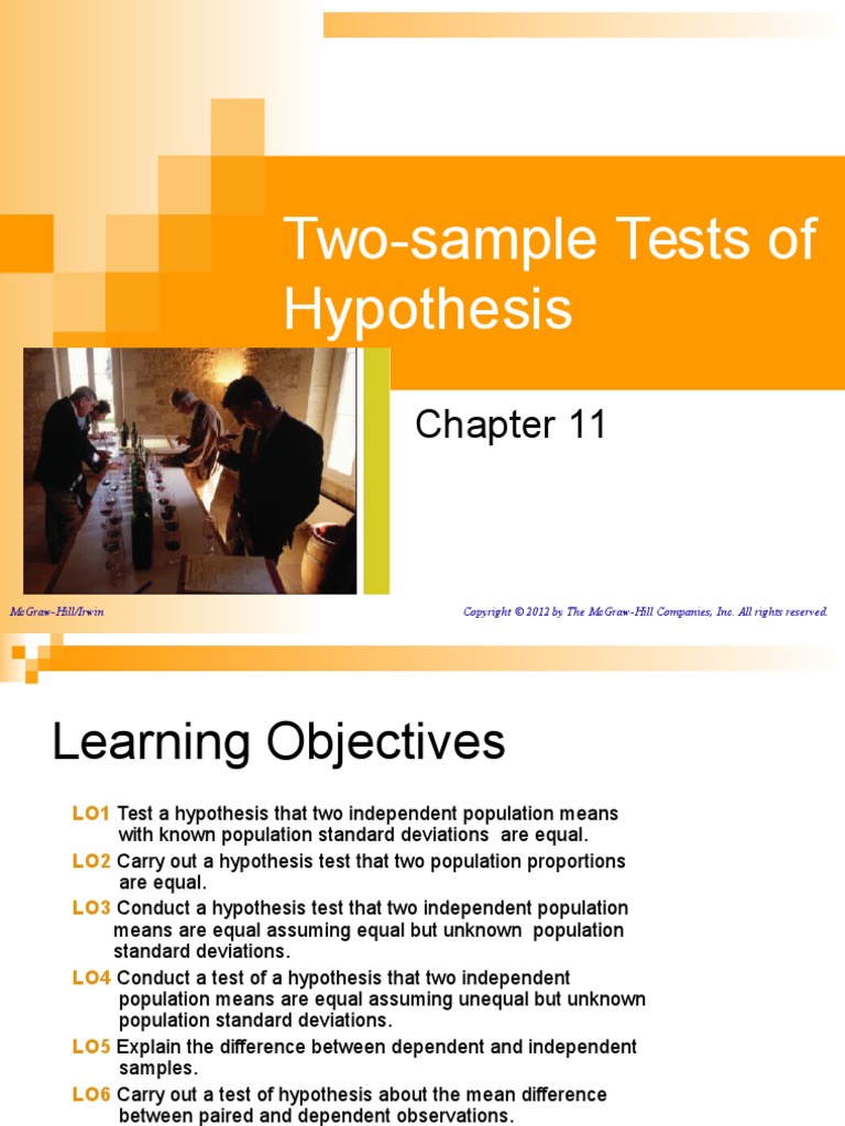 Two-Sample Tests of Hypothesis: Mcgraw-Hill/Irwin | PDF | Statistical ...