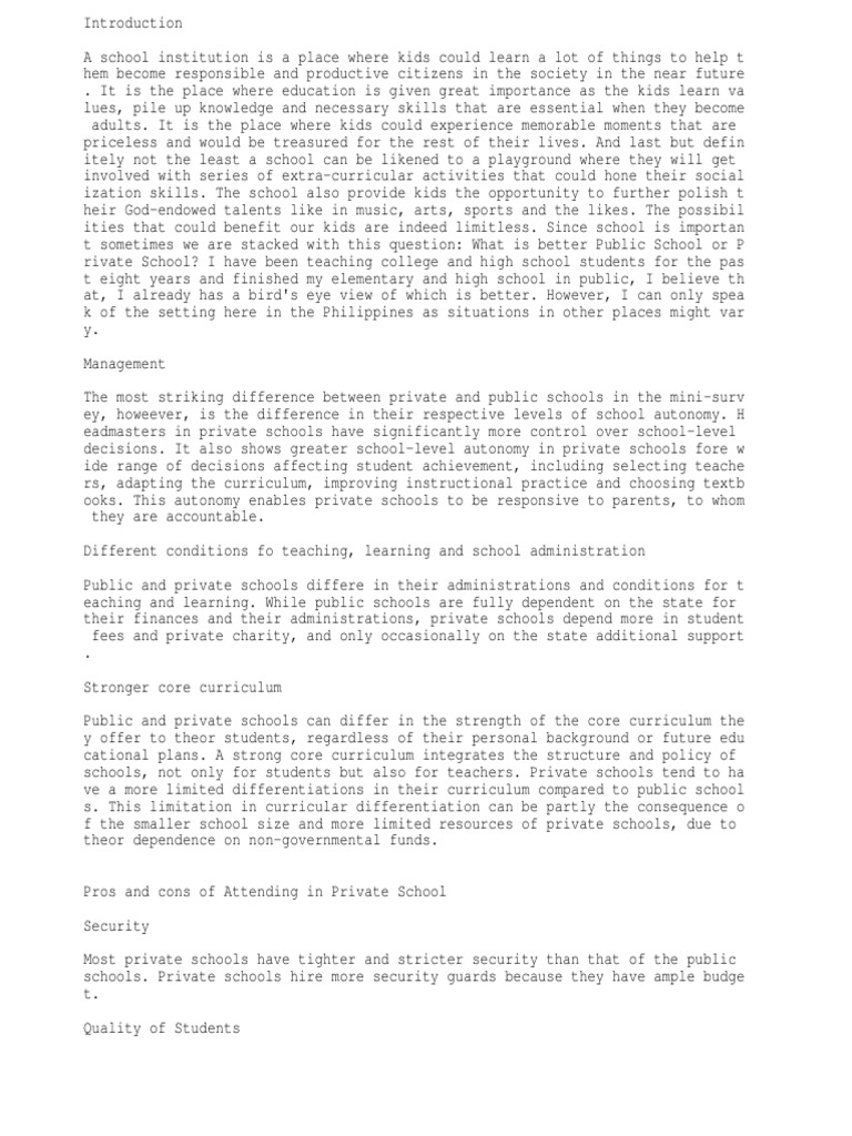 Private Vs Public Schools | PDF | Private School | State School