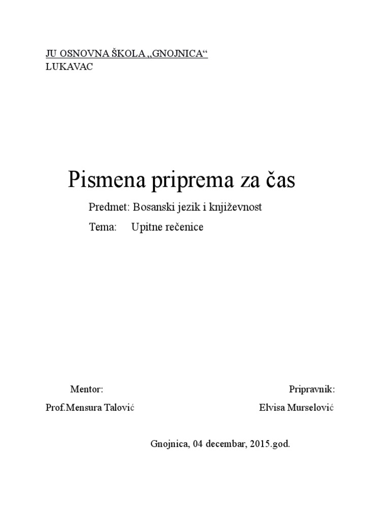 BHS Upitne Recenice | PDF