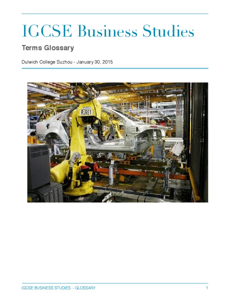 IGCSE Business Studies Key Terms Glossary | PDF | Net Income | Taxes