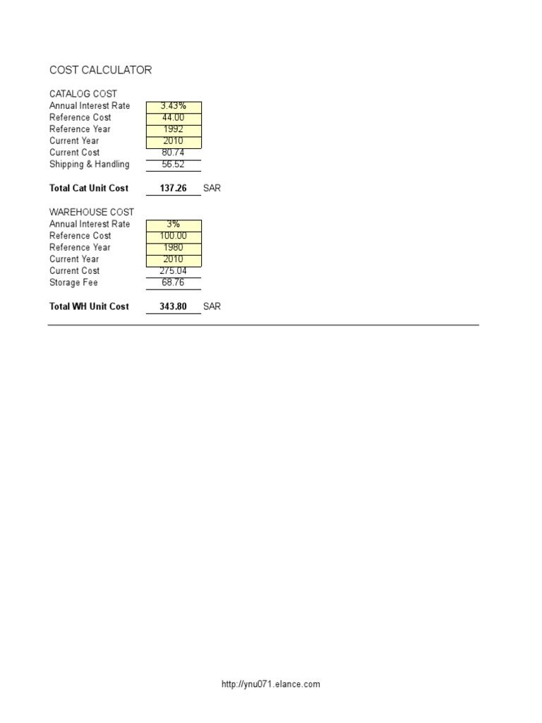 Warehouse Cost Calculation Overview | PDF