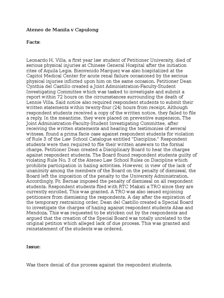 Ateneo de Manila V Capulong | PDF | Injunction | Legal Procedure