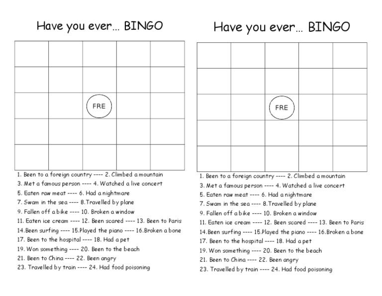 Have You Ever Bingo | PDF