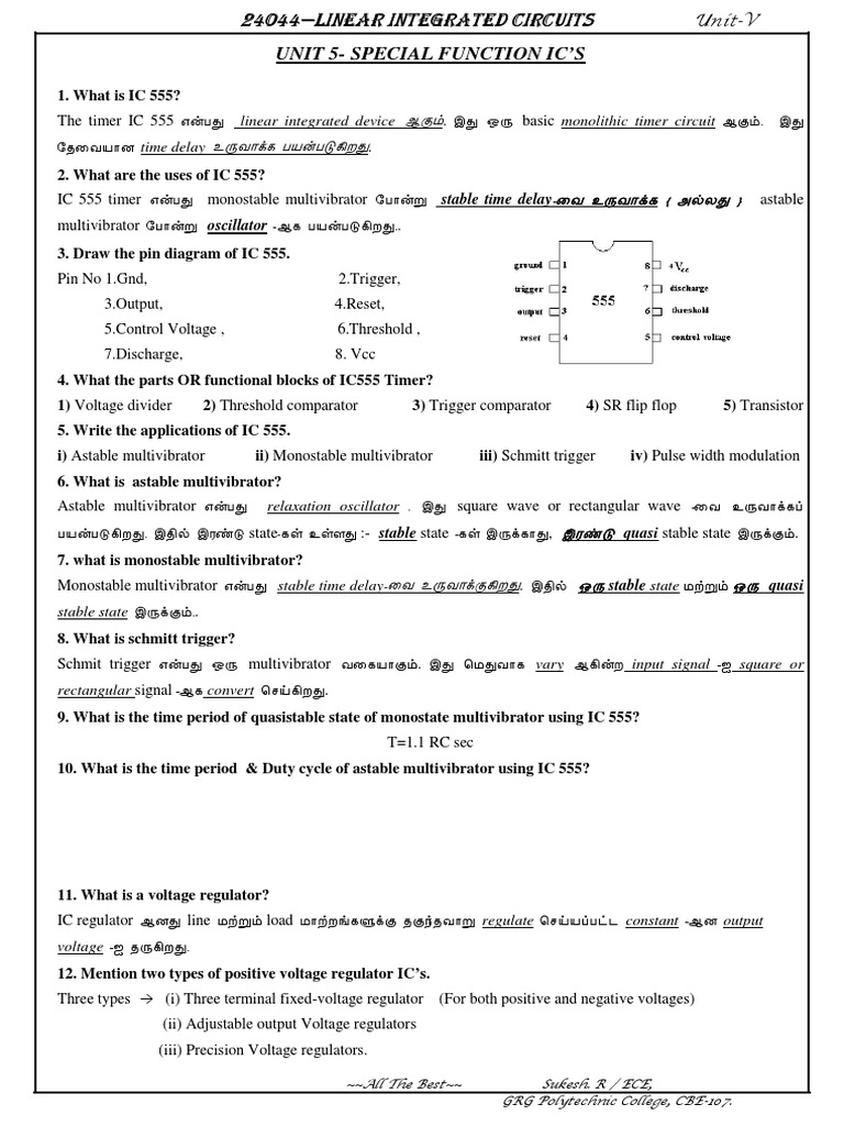 UNIT 5 - Onemarks-Tamil Lic | PDF | Electronic Circuits | Electrical Circuits