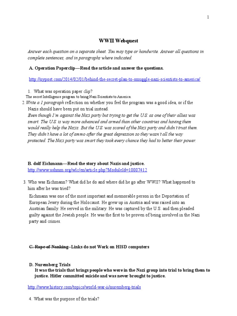 Ap World Wwii Webquest Updated | PDF | World War II | Nuremberg Trials