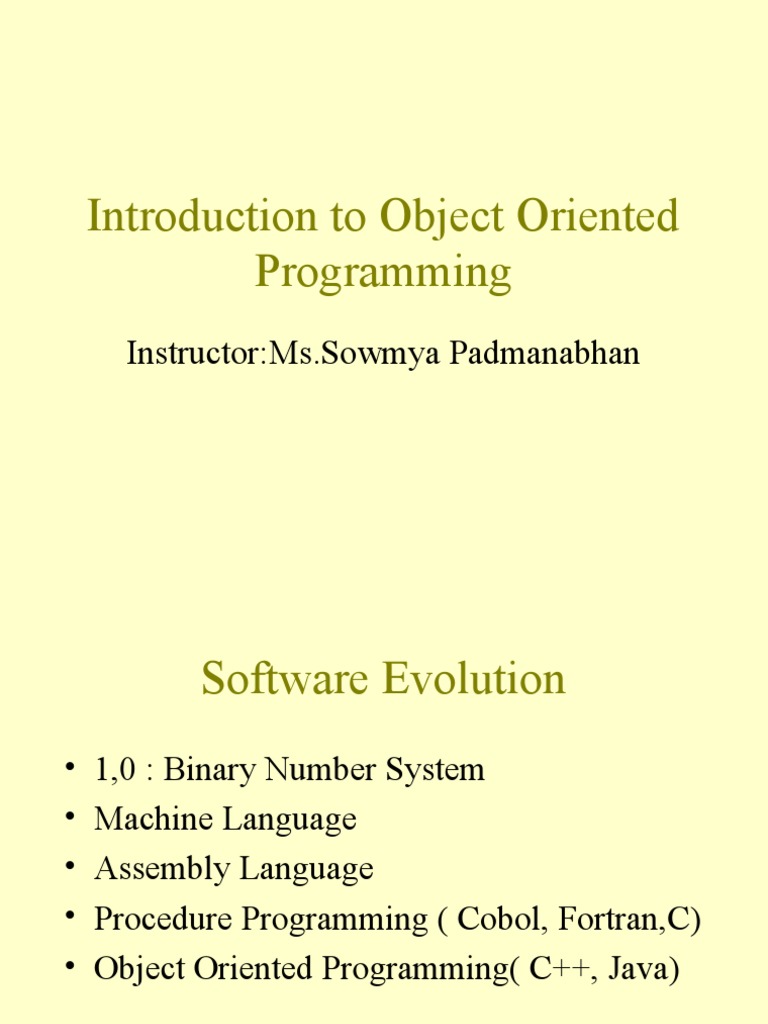 Introduction To Object Oriented Programming Pdf Object Oriented Programming Object